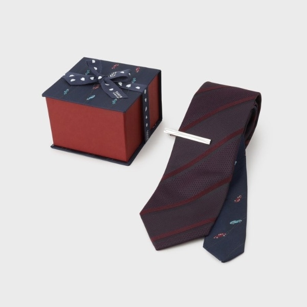 【NEW】タケオキクチ（TAKEO KIKUCHI）/【BOXセット】クラシックシャドーストライプ ネクタイ＆タイバー