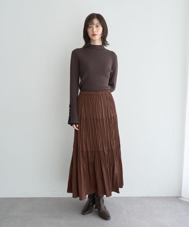 イェッカ ヴェッカ（YECCA VECCA）/ランダムプリーツサテンマーメイドスカート