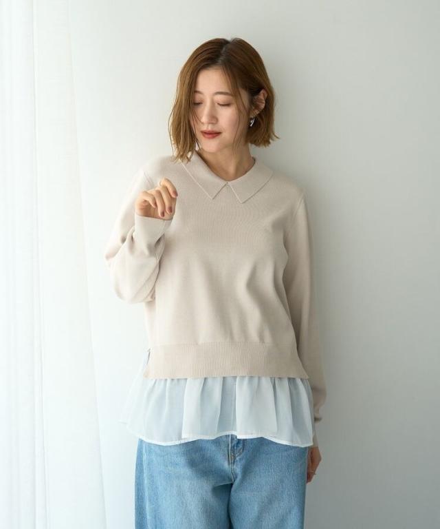 イェッカ ヴェッカ（YECCA VECCA）/2way襟付きフリルレイヤードニット