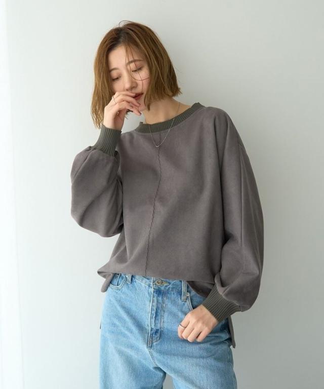 イェッカ ヴェッカ（YECCA VECCA）/フェイクスエードデザインステッチプルオーバー