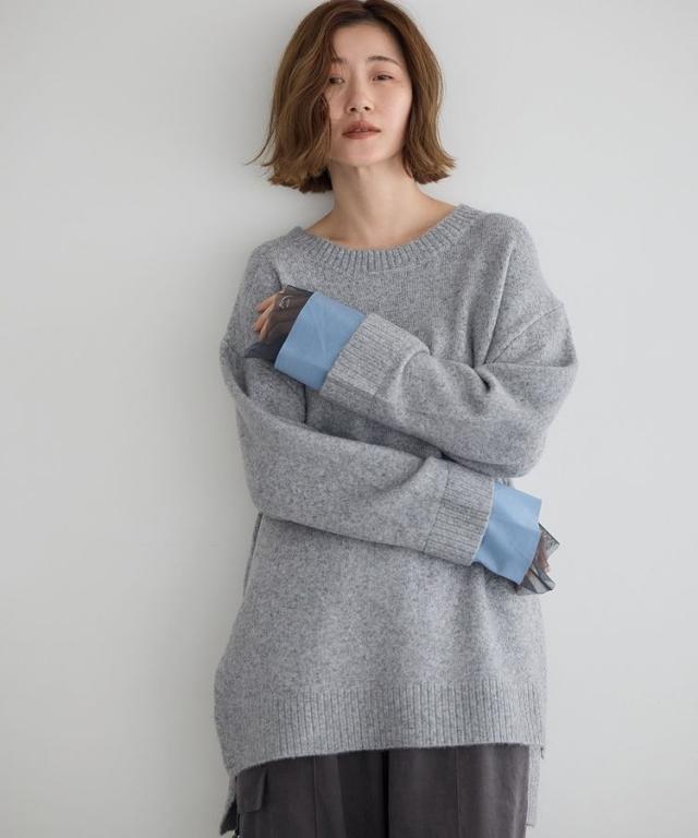 イェッカ ヴェッカ（YECCA VECCA）/袖レイヤードソフトニット