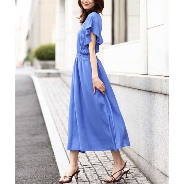 オフオン（OFUON）/フレアスリーブワンピース/WEB限定/洗える