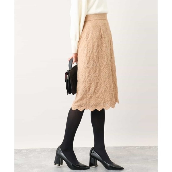 オフオン（OFUON）/【選べるサイズS−L/洗える】起毛レースタイトスカート