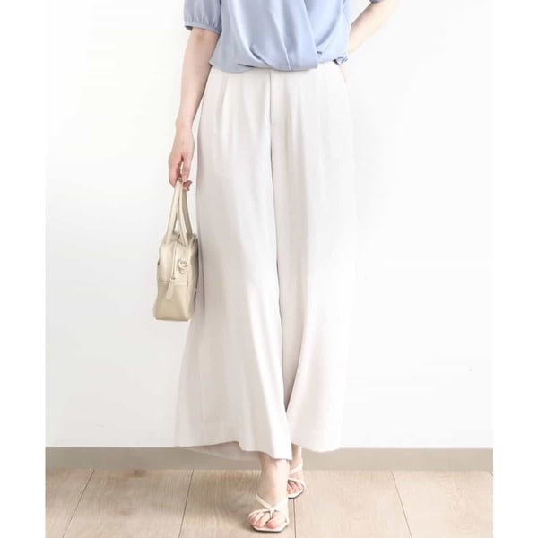 オフオン（OFUON）/フロントタックガウチョパンツ/洗える