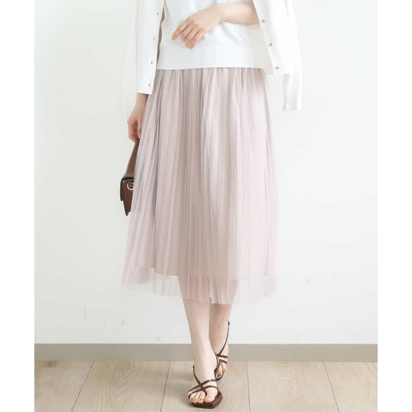 オフオン（OFUON）/ドット柄チュールプリーツスカート/洗える