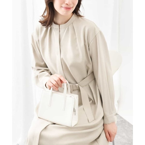 オフオン（OFUON）/【選べるサイズS−L/洗える】比翼仕立てリネンライクワンピース