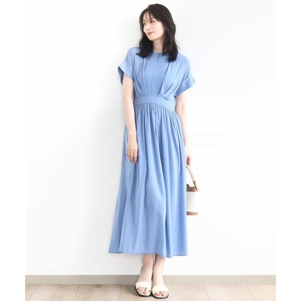 オフオン（OFUON）/ウエスト切り替えキーネックワンピース/洗える/WEB限定