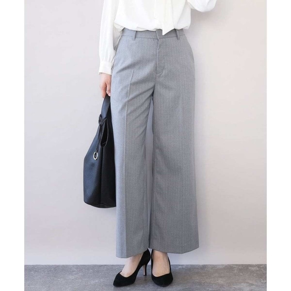 オフオン（OFUON）/[名品シリーズ]ストレッチワイドパンツ（ストライプ・無地）