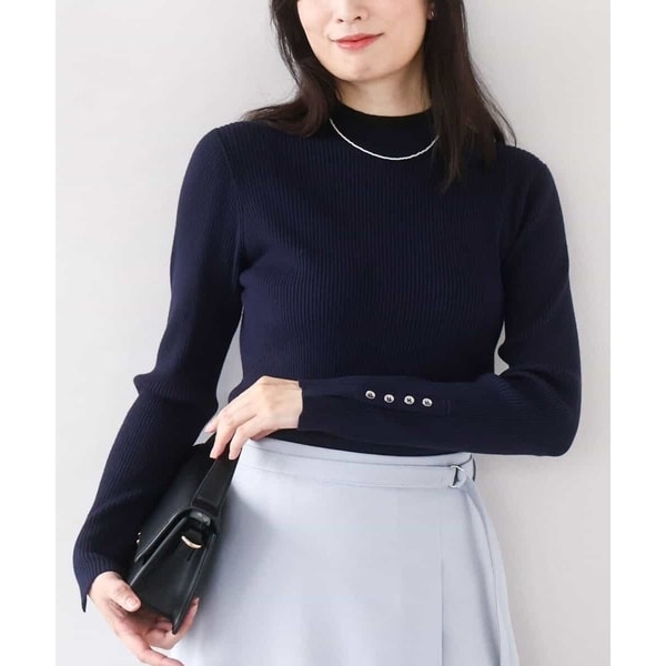 オフオン（OFUON）/シアー切替えモックネックリブニット/洗える/WEB限定サイズあり