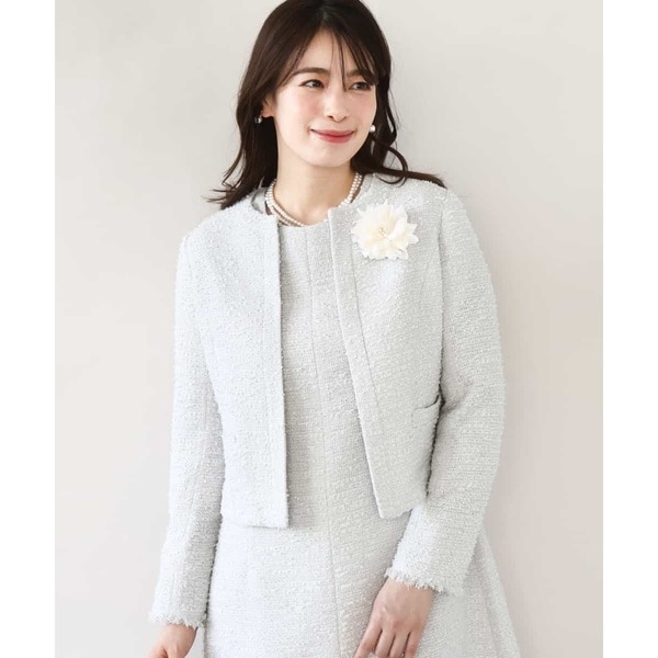 オフオン（OFUON）/[セットアップ対応]ツイードノーカラージャケット/WEB限定