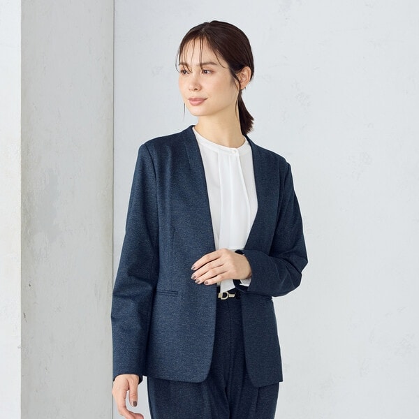 コムサイズム（COMME CA ISM）/【セットアップ対応】メランジジャージ　ノーカラージャケット