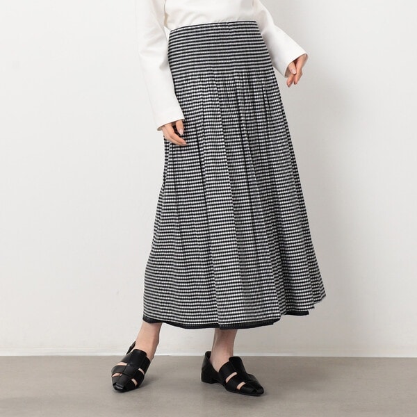 コムサイズム（COMME CA ISM）/【リバーシブル】ギンガム×シャドーストライプ ゴムスカート