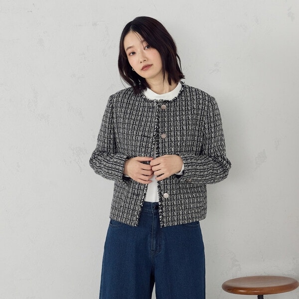 コムサイズム（COMME CA ISM）/ファンシーツイード　クロップドジャケット