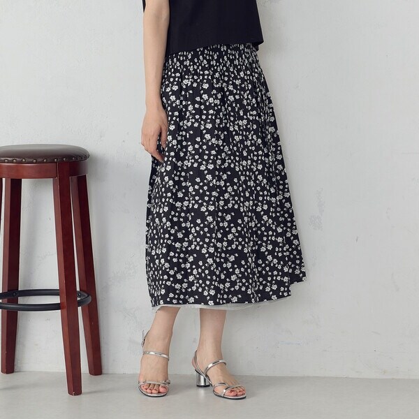 コムサイズム（COMME CA ISM）/【リバーシブル】花柄ジャガードスカート
