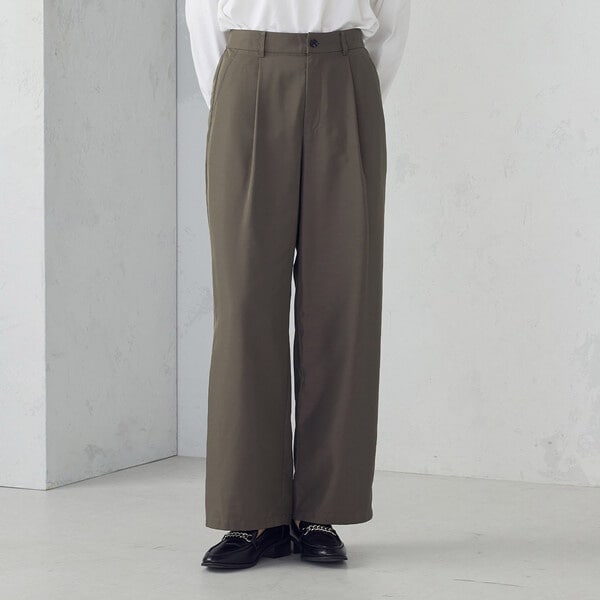 コムサイズム（COMME CA ISM）/【セットアップ対応】ポリエステルツイル　ワイドテーパードパンツ