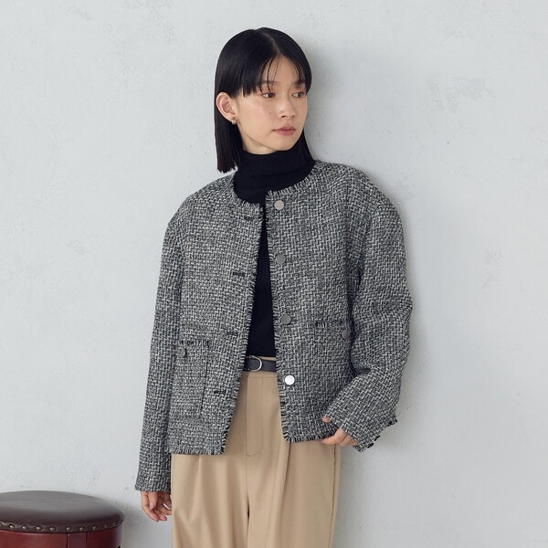 コムサイズム（COMME CA ISM）/ファンシーツイード　ノーカラージャケット
