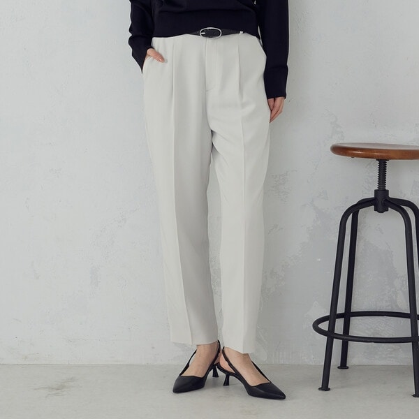 【NEW】コムサイズム（COMME CA ISM）/【セットアップ対応】ポリエステルツイル　テーパードパンツ