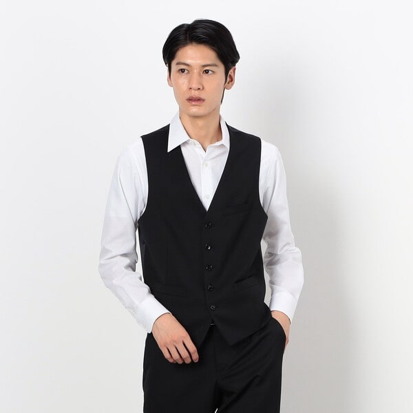 コムサイズム（COMME CA ISM）/【セットアップ対応】ポリエステル ウール ギャバ ベスト