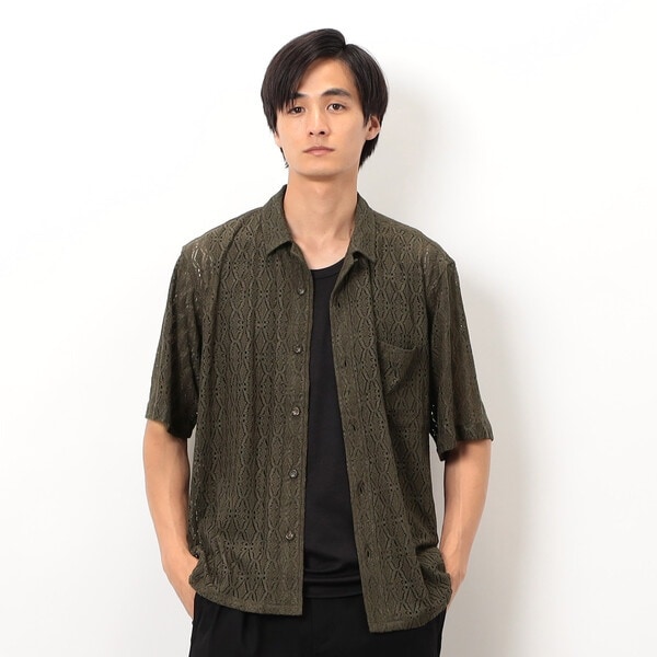 コムサイズム（COMME CA ISM）/透かし柄レース オープンシャツ