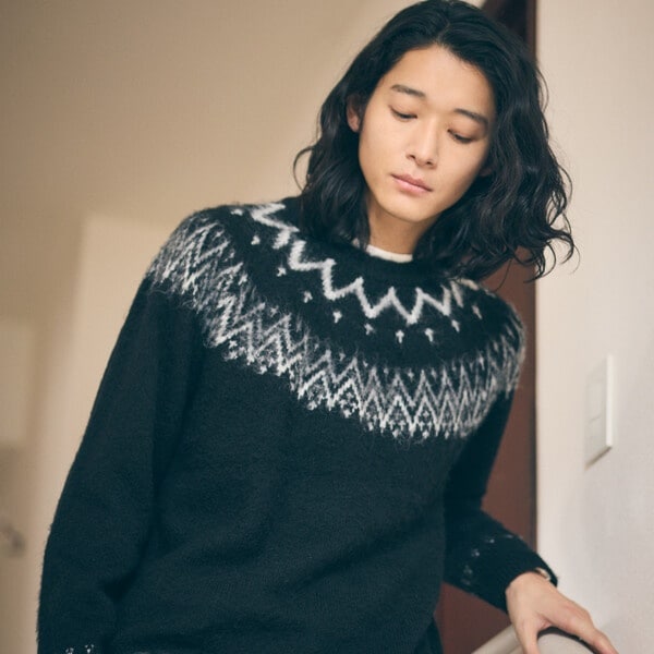 コムサイズム（COMME CA ISM）/フェアアイル柄 シャギーニット