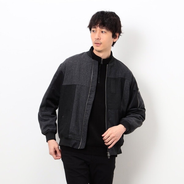 コムサイズム（COMME CA ISM）/パッチワーク ツイード MA−1ブルゾン