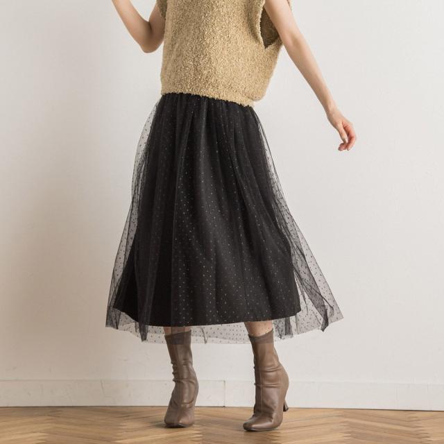 ドロワットロートレアモン（Droite lautreamont）/ラメ刺繍チュールスカート