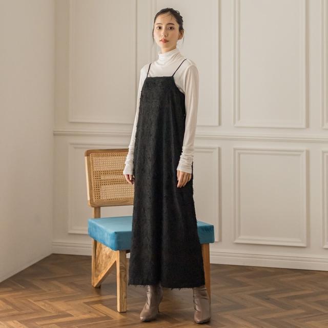 ドロワットロートレアモン（Droite lautreamont）/ハウンドトゥースカットジャガードワンピース≪洗濯機で洗える≫