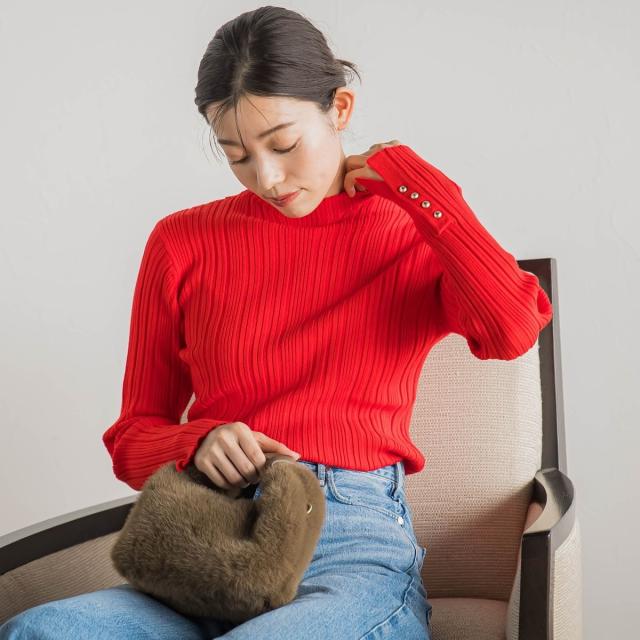 ドロワットロートレアモン（Droite lautreamont）/NEW 袖ボタンランダムリブプルオーバー≪手洗い可能≫