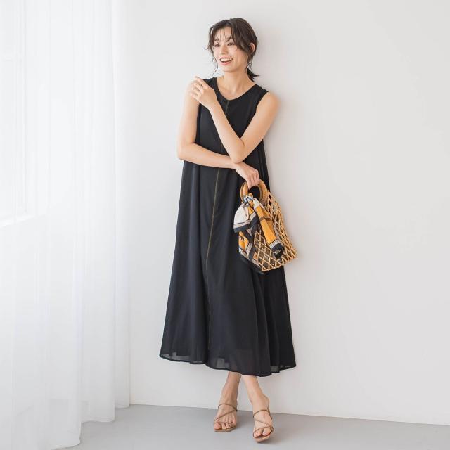 ドロワットロートレアモン（Droite lautreamont）/麻調シアー2WAYシャーリングワンピース≪手洗い可能≫