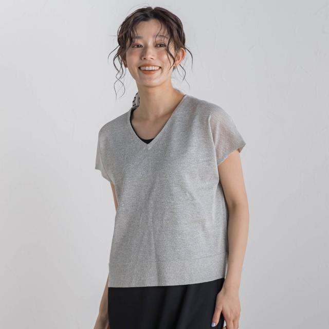 ドロワットロートレアモン（Droite lautreamont）/ラメフレンチスリーブプルオーバー≪手洗い可能≫