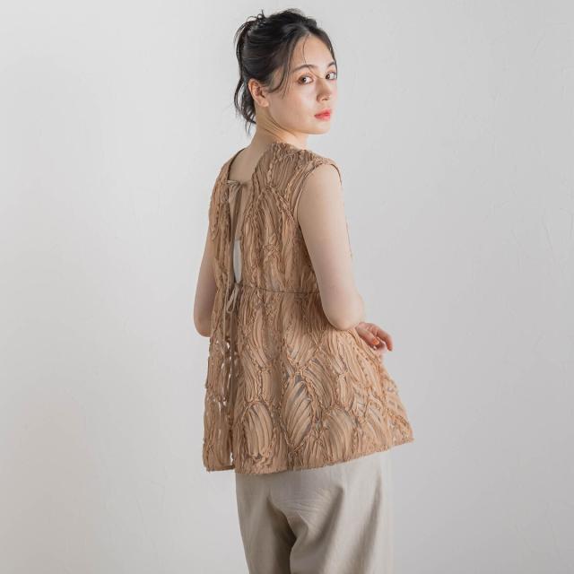 ドロワットロートレアモン（Droite lautreamont）/チュールコード刺繍ビスチェ≪洗濯機で洗える≫