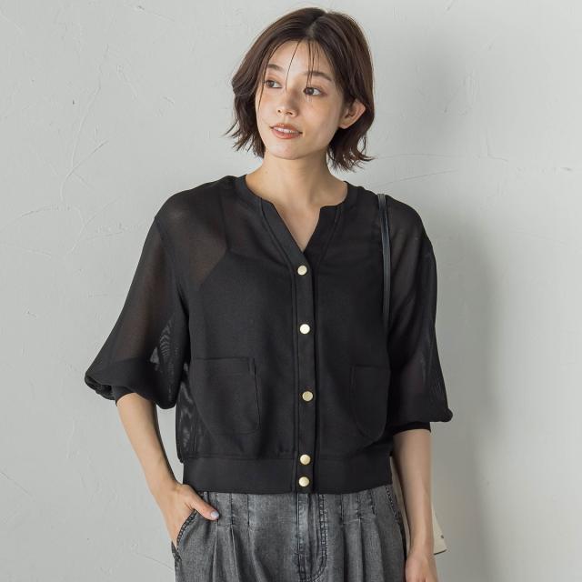 ドロワットロートレアモン（Droite lautreamont）/変わり織りメッシュVカーディガン≪手洗い可能≫