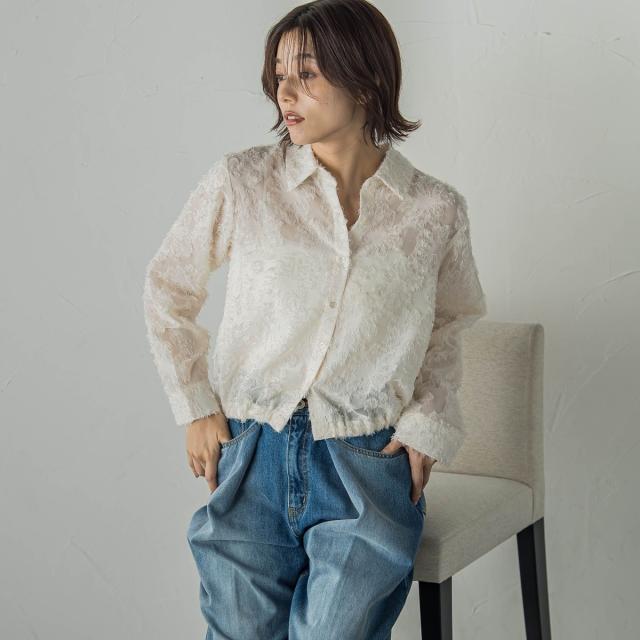 ドロワットロートレアモン（Droite lautreamont）/カットジャガードブラウス≪手洗い可能≫