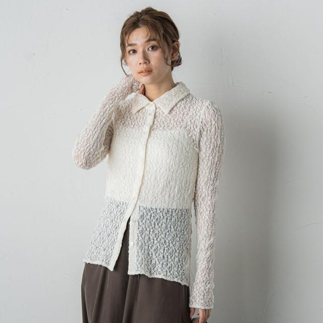 ドロワットロートレアモン（Droite lautreamont）/フラワーシャーリングレースカットソー≪洗濯機で洗える≫