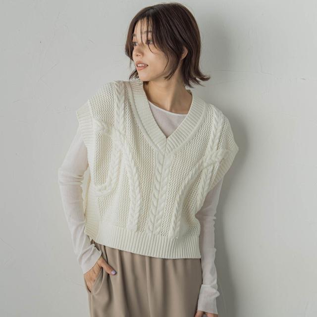 ドロワットロートレアモン（Droite lautreamont）/メッシュケーブルニットベスト≪手洗い可能≫