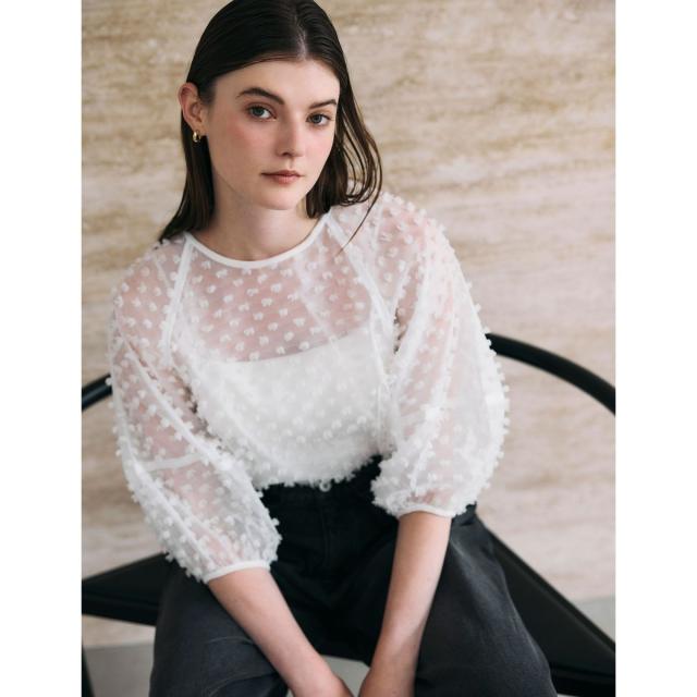 ドロワットロートレアモン（Droite lautreamont）/ポンポンジャガードブラウス≪洗濯機で洗える≫