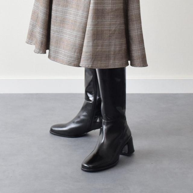 アンヘル アラルコン（ANGEL ALARCON）/ANGEL ALARCON◆6．5cmヒール◆ラウンドトウチャンキーヒールロングブーツ