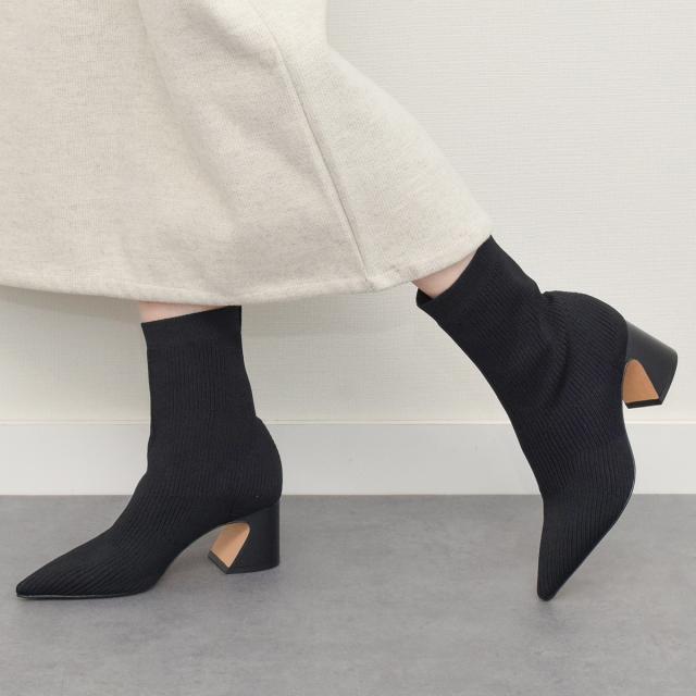 ブリジットバーキンセレクト（Bridget Birkin Select）/CARRANO◆6cmヒール◆デザインヒールニットショートブーツ