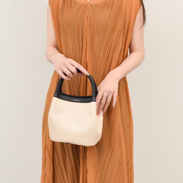 ロリステッラ（LORISTELLA）/LORISTELLA◆レザーハンドルラフィアハンドバッグ
