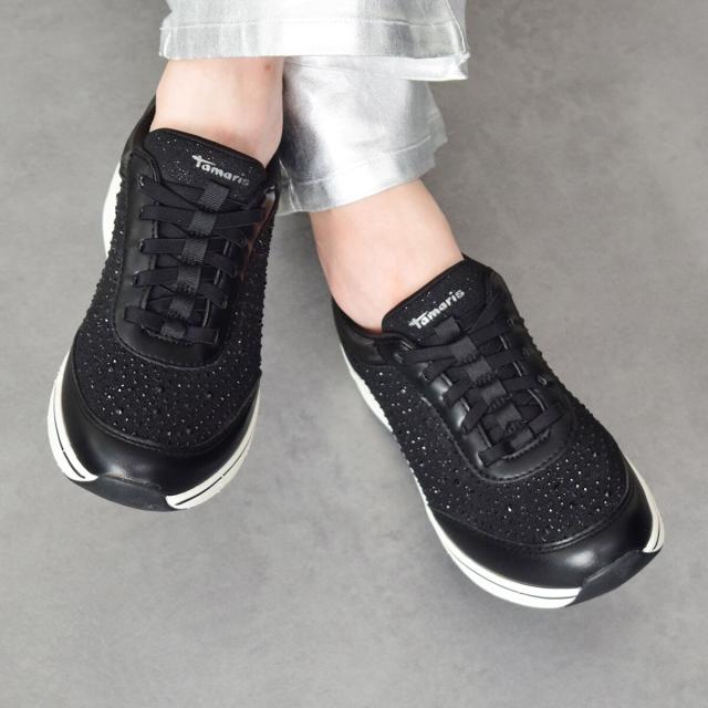 タマリス（TAMARIS）/Tamaris◆5cmヒール◆ラインストーンスニーカー