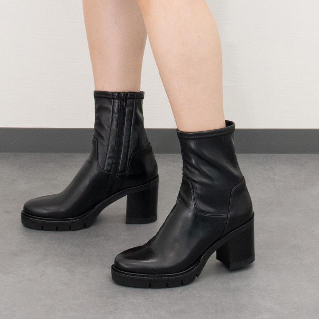 ルカ グロッシ（Luca Grossi）/LUCA GROSSI◆8．1cmヒール◆チャンキーヒールストレッチショートブーツ