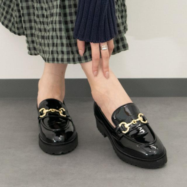 インターショシュール（INTER−CHAUSSURES）/INTER−CHAUSSURES◆1cmヒール◆ラウンドトウビットローファー