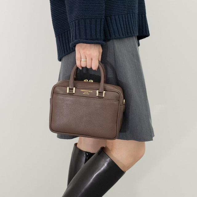 クリスチャンヴィラ（CHRISTIAN VILLA）/CHRISTIAN VILLA◆ボックスシルエットレザーハンドバッグ