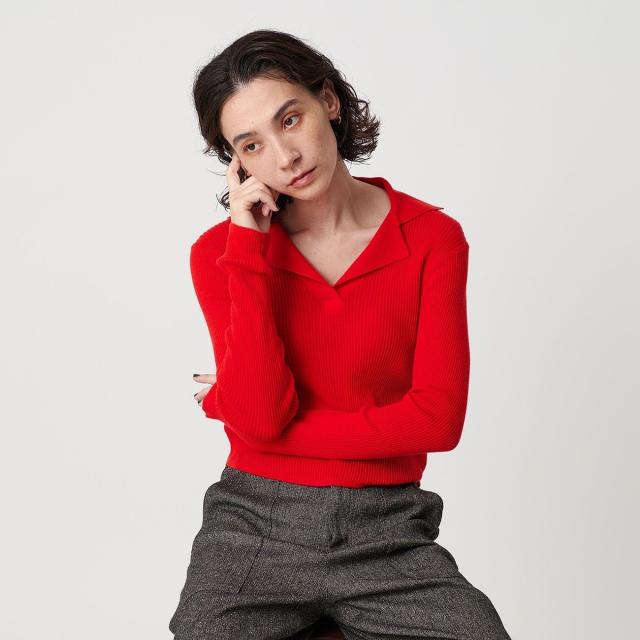 ビューティー＆ユース ユナイテッドアローズ（BEAUTY&YOUTH）/コットンリブ オープンカラーニット −ウォッシャブル−