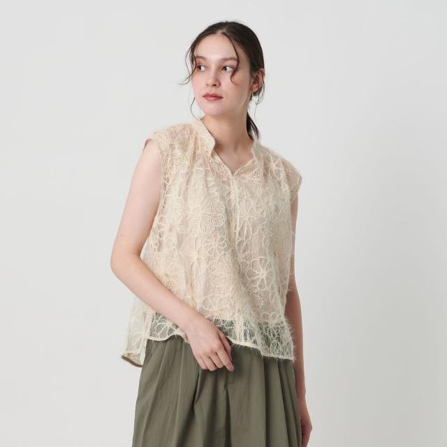 ビューティー＆ユース ユナイテッドアローズ（BEAUTY&YOUTH）/【WEB限定】エンブロイダリー チュールノースリーブブラウス