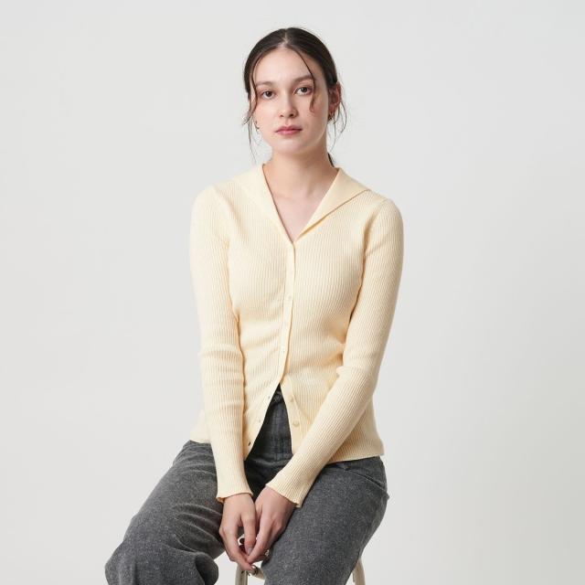 ビューティー＆ユース ユナイテッドアローズ（BEAUTY&YOUTH）/コットンカシミヤ リブセーラーカラー カーディガン ウォッシャブル