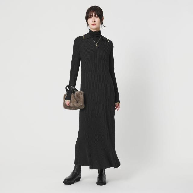 ビューティー＆ユース ユナイテッドアローズ（BEAUTY&YOUTH）/ウールポリエステルブレンド メランジ リブニットワンピース