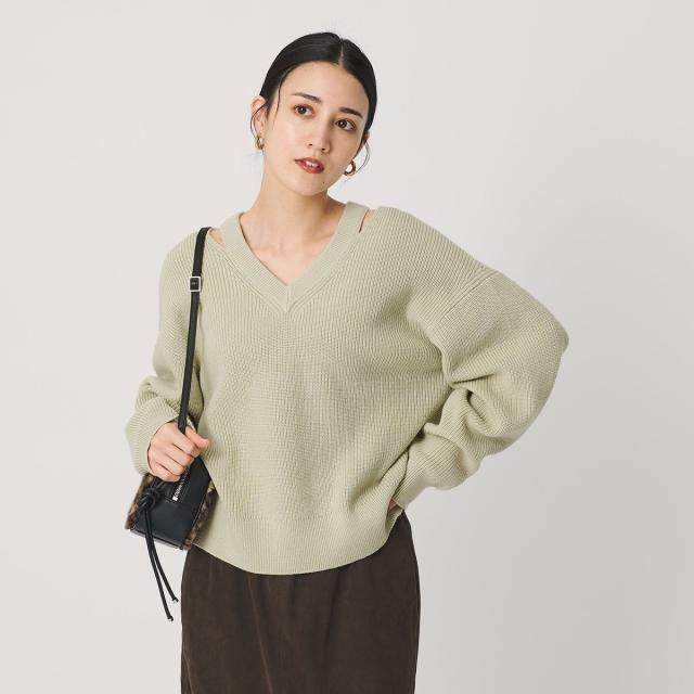 ビューティー＆ユース ユナイテッドアローズ（BEAUTY&YOUTH）/アゼ スリットVネック ニットプルオーバー ウォッシャブル