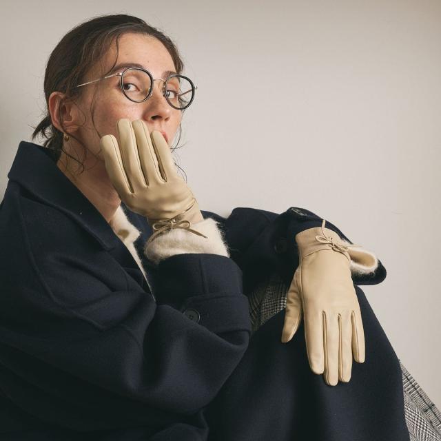 ビューティー＆ユース ユナイテッドアローズ（BEAUTY&YOUTH）/レザー×スエード コンビ リボン グローブ