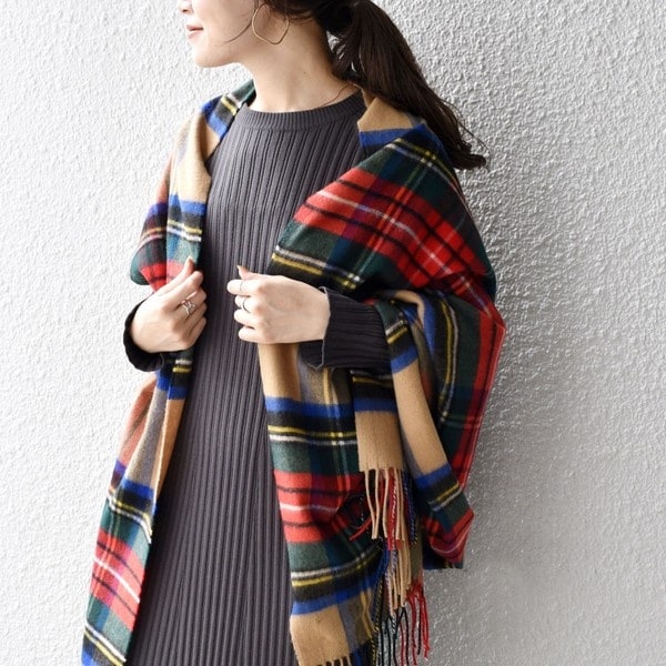 シップス（SHIPS）/【SHIPS別注】JOHNSTONS:カシミヤチェックストール